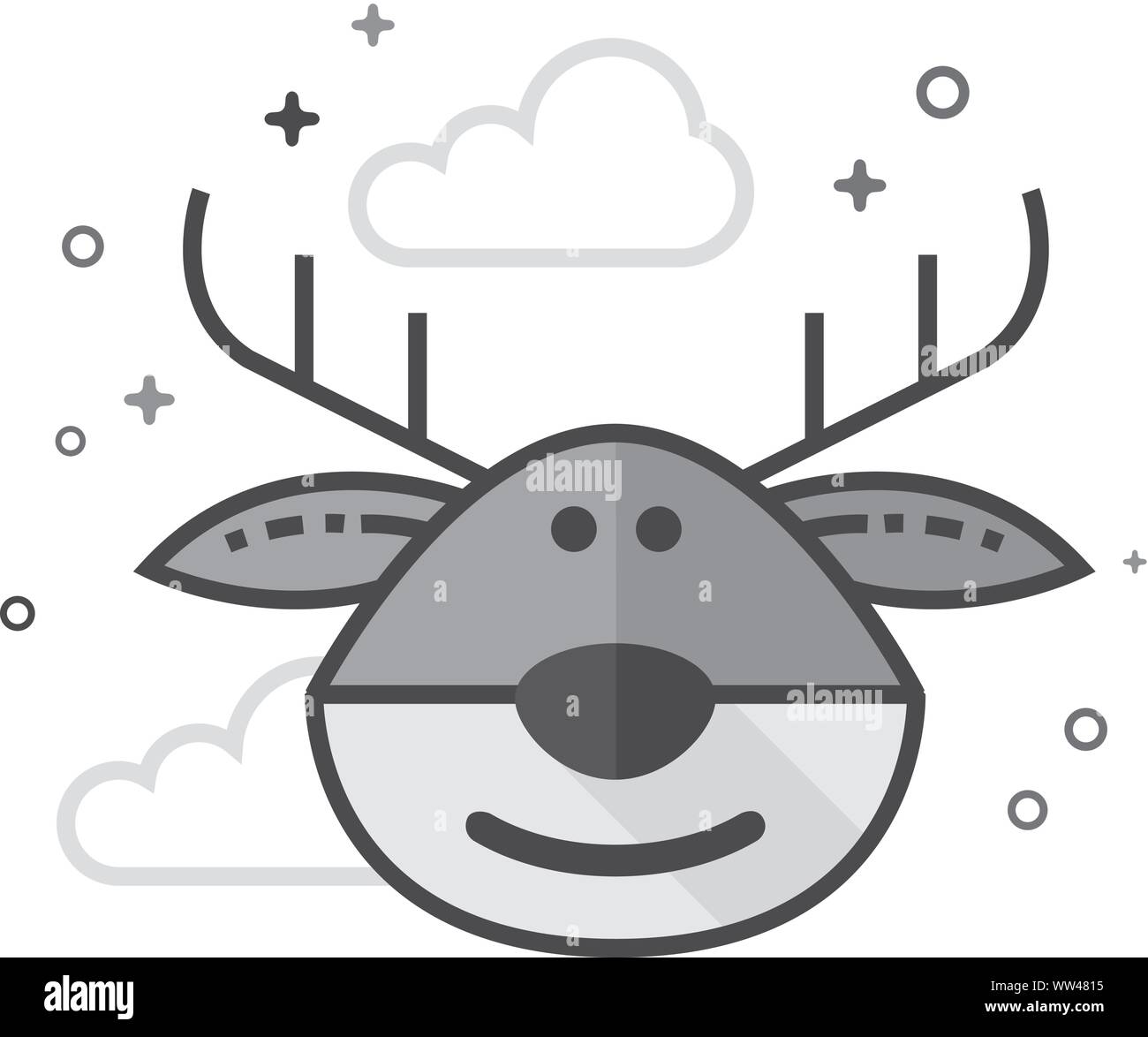 Reindeer the moose icon in flat outlined grayscale style. Vector ...