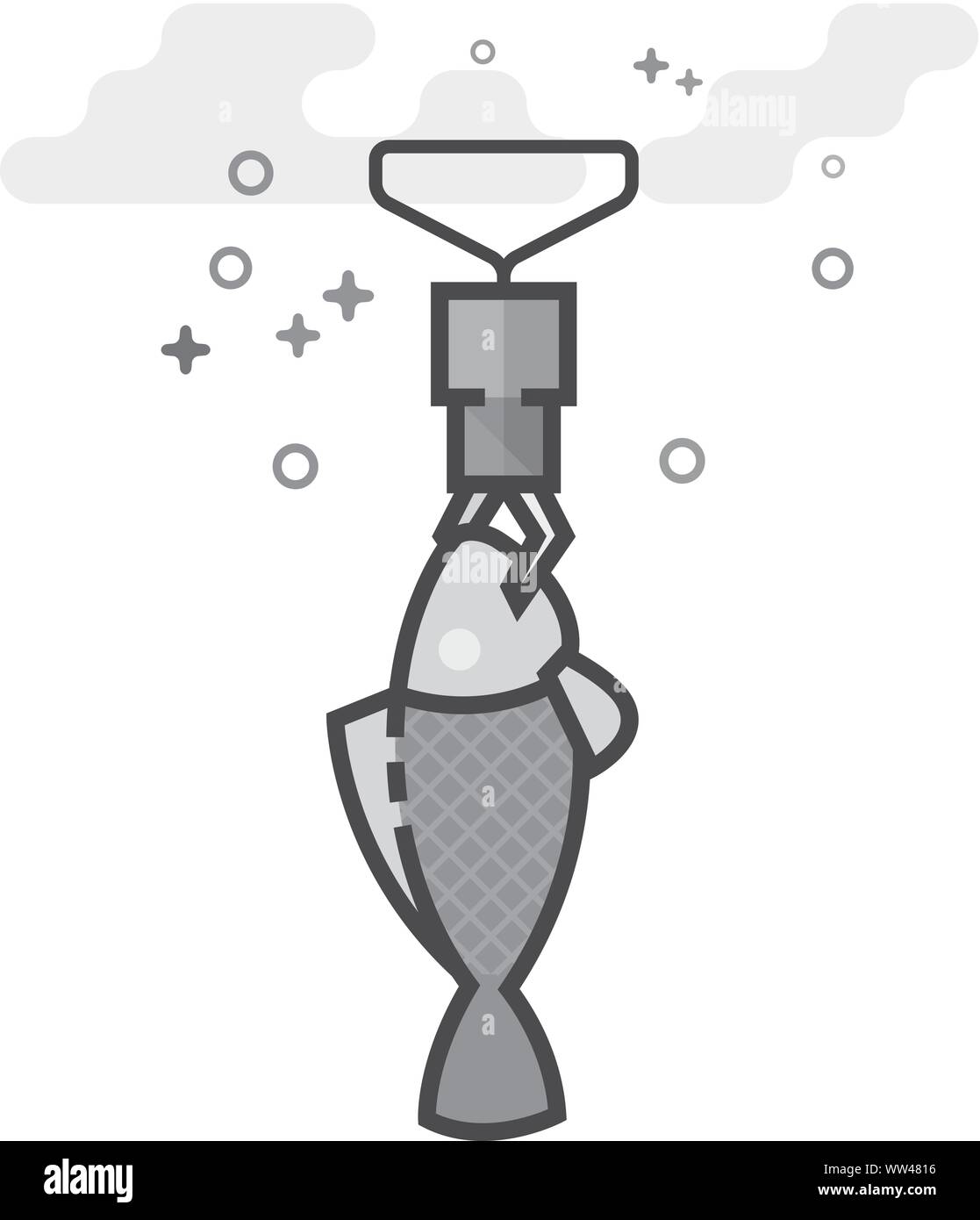 Fishing scale icon in flat outlined grayscale style. Vector ...