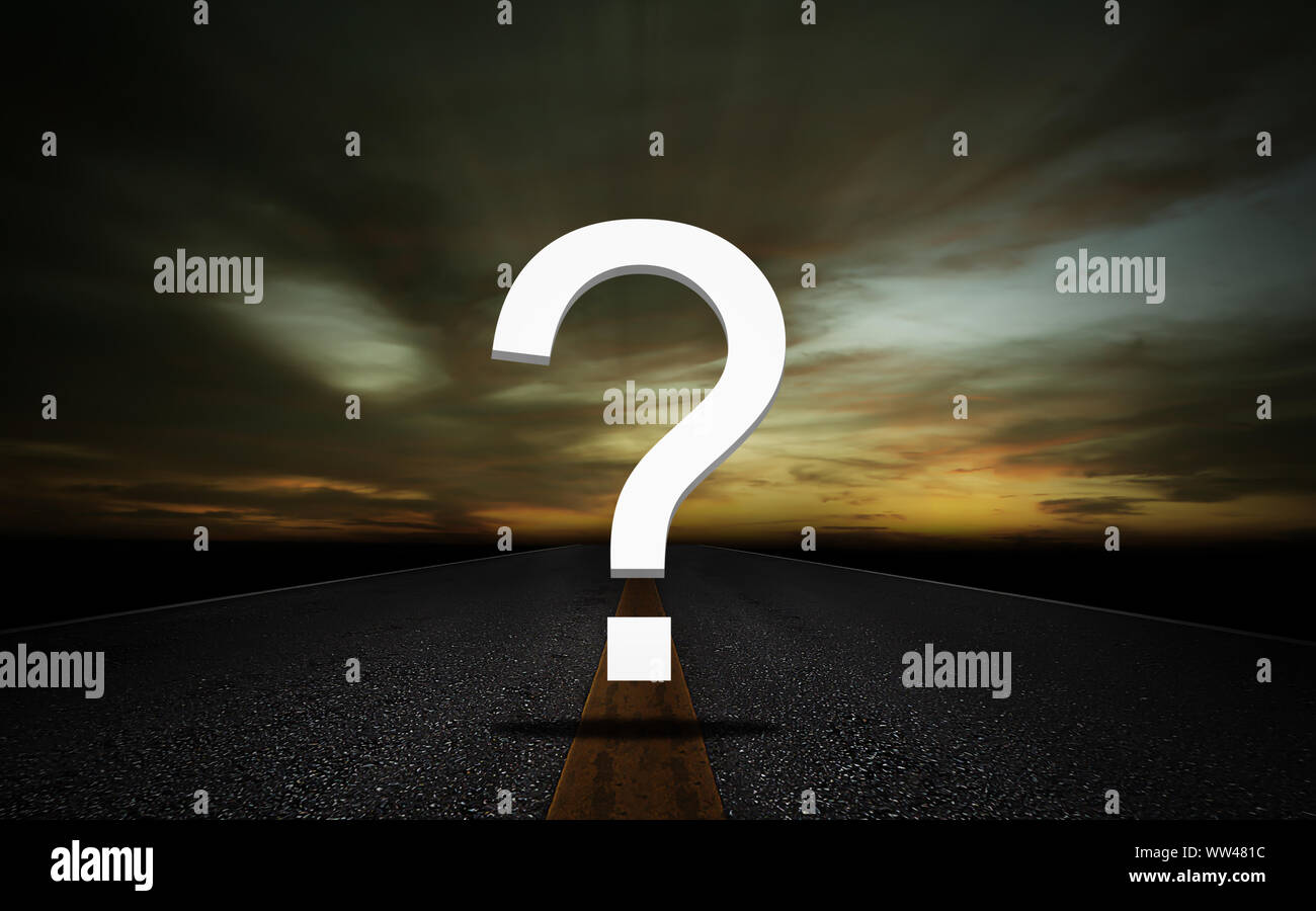 Business solution, problem concept, question on road background Stock ...