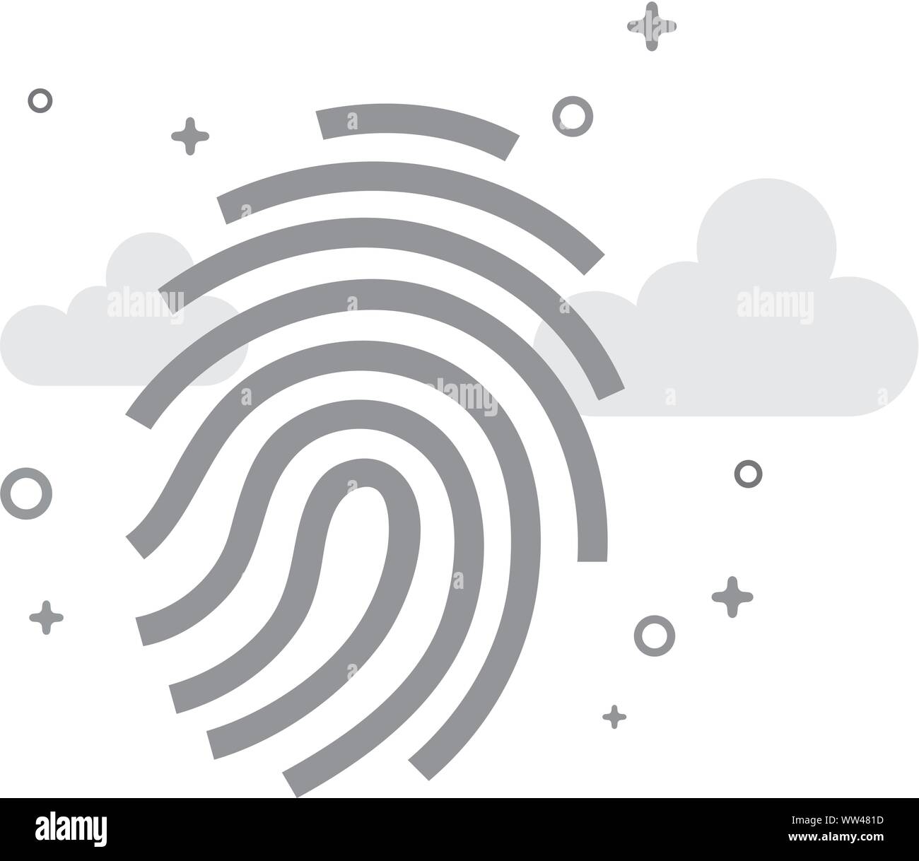 Fingerprint icon in flat outlined grayscale style. Vector illustration ...