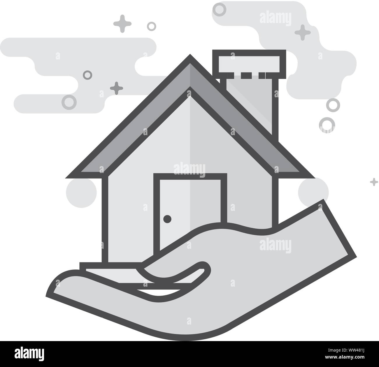 Property care icon in flat outlined grayscale style. Vector ...