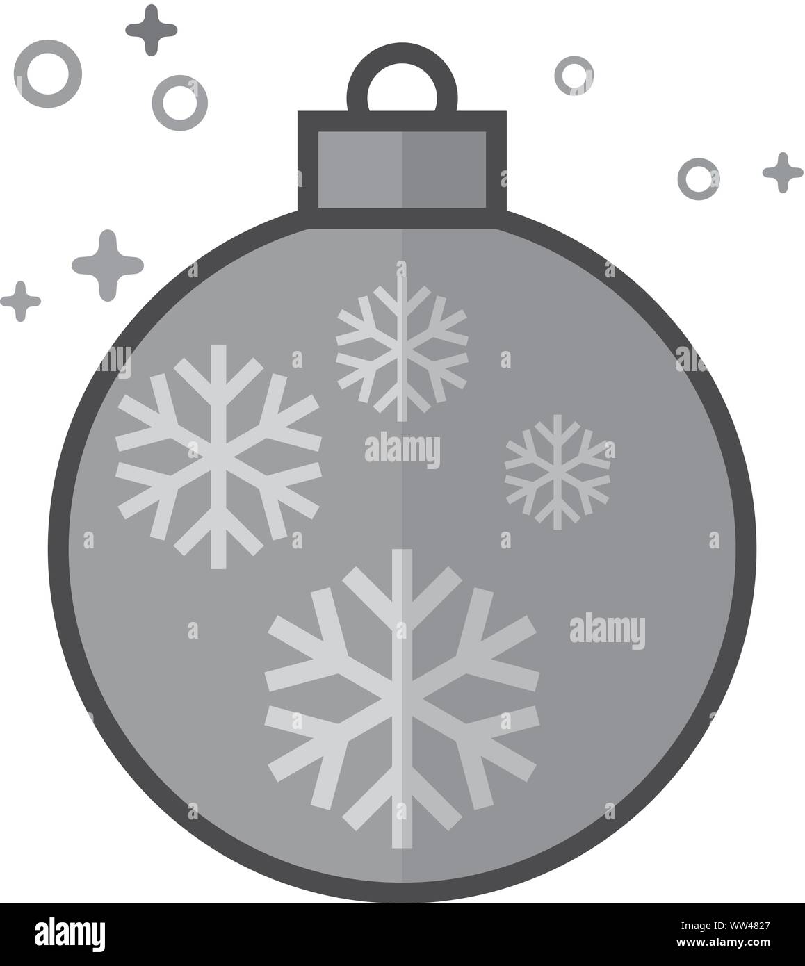 Christmas orb icon in flat outlined grayscale style. Vector ...