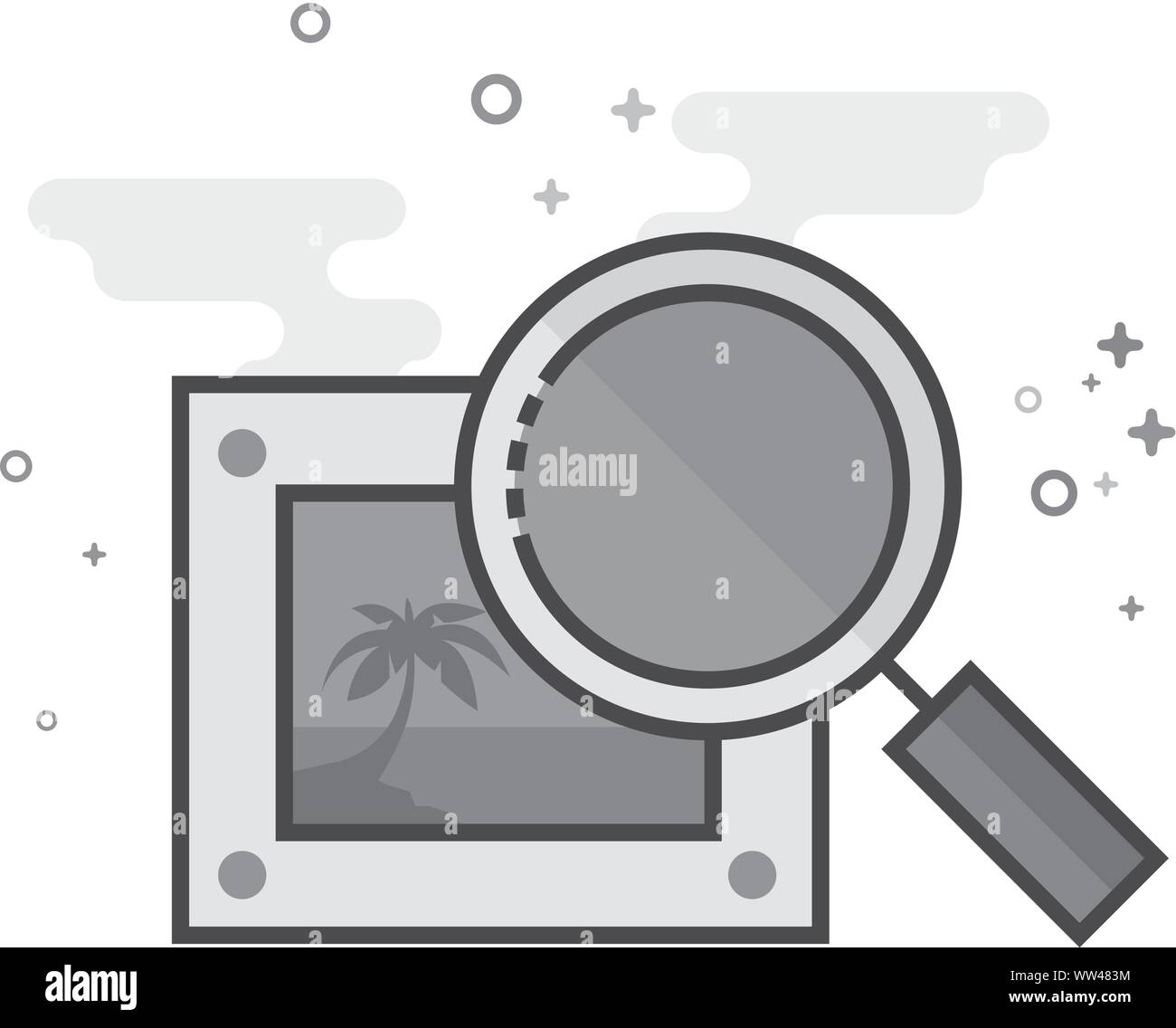 Printing quality control icon in flat outlined grayscale style. Vector ...