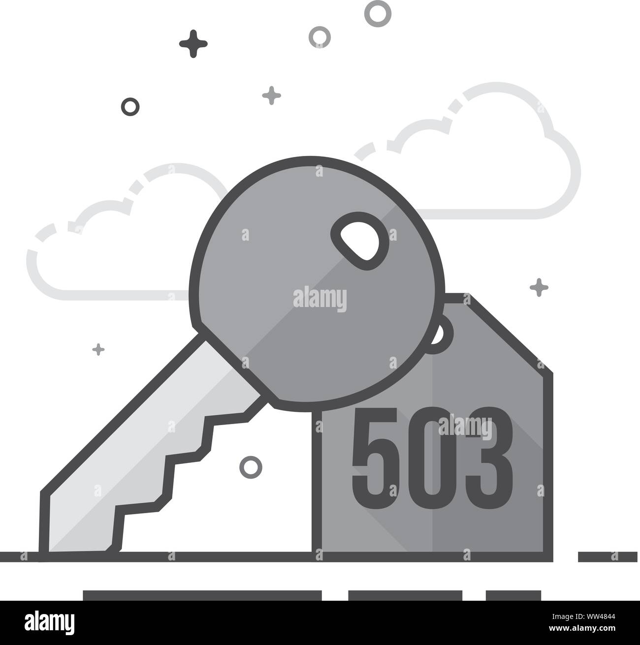 Key icon in flat outlined grayscale style. Vector illustration Stock ...