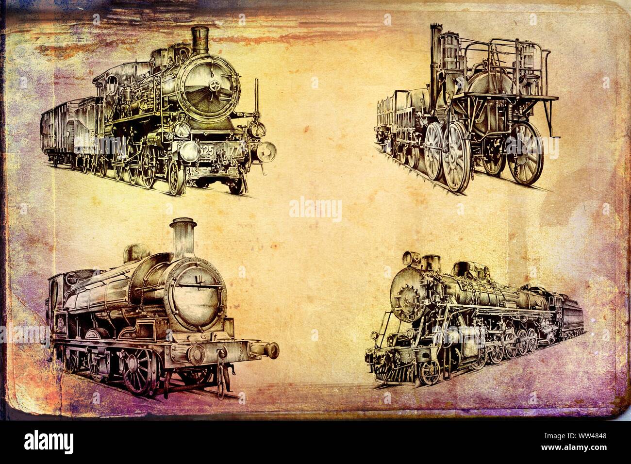 old steam locomotive engine retro vintage Stock Photo - Alamy
