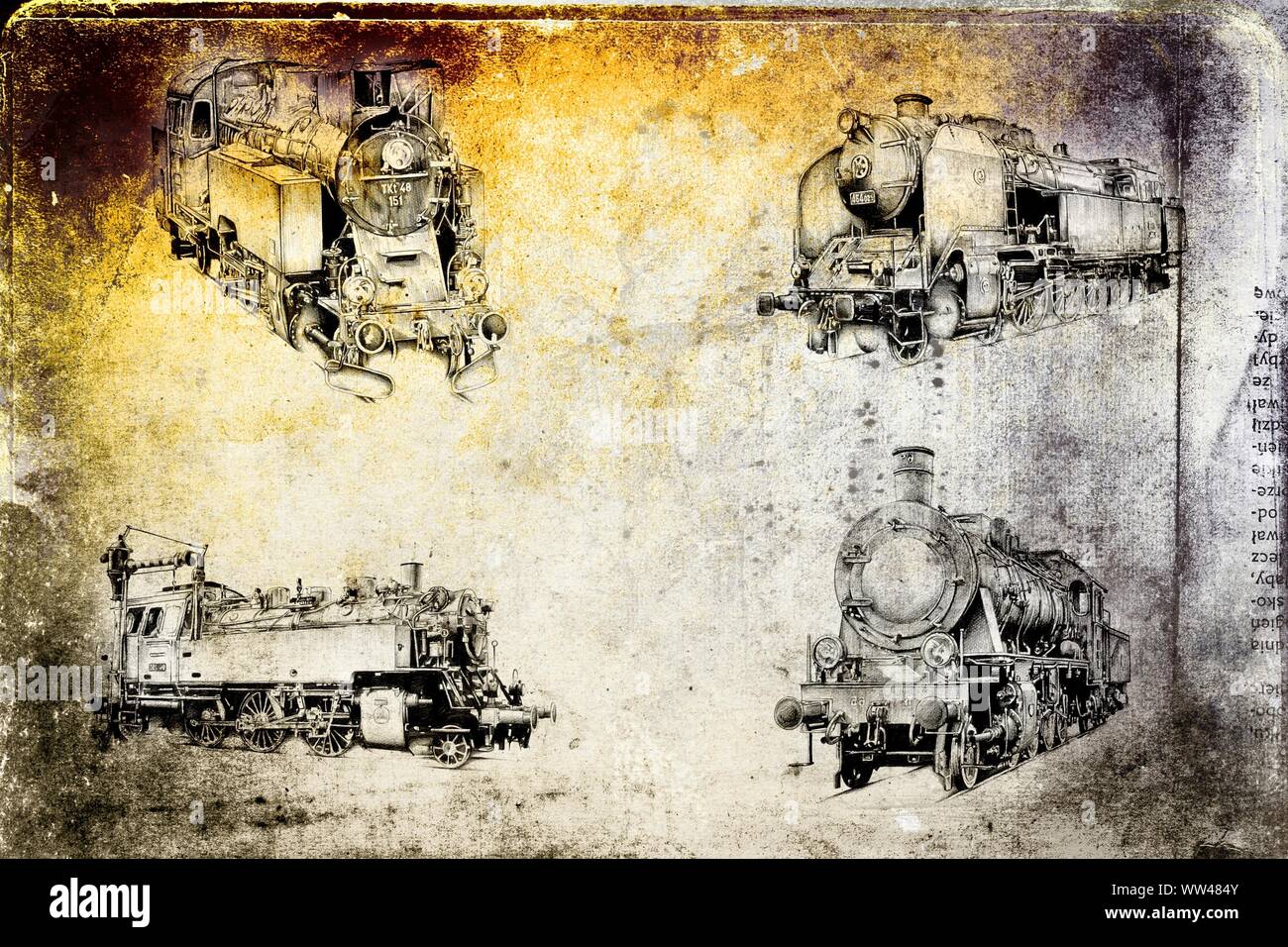 old steam locomotive engine retro vintage Stock Photo - Alamy