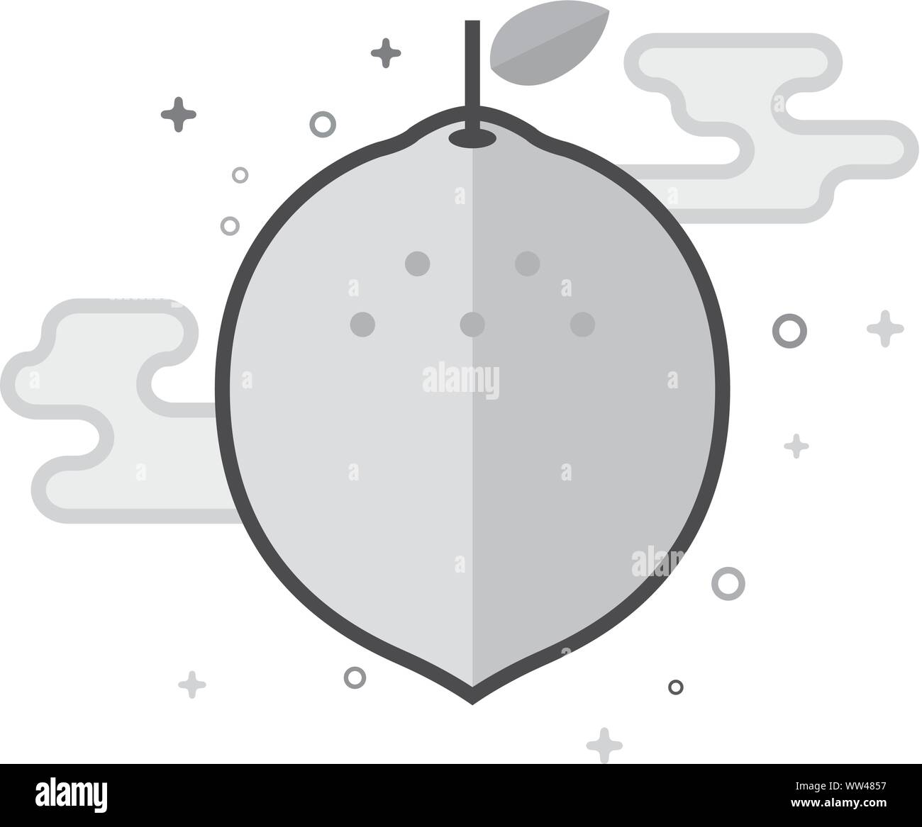 Lemon icon in flat outlined grayscale style. Vector illustration Stock ...