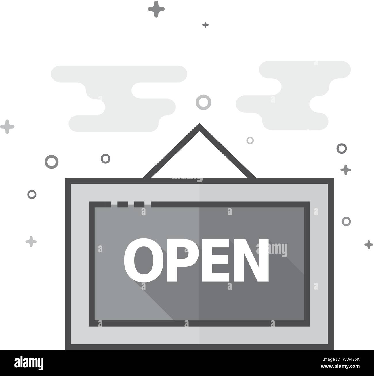 Open sign icon in flat outlined grayscale style. Vector illustration ...