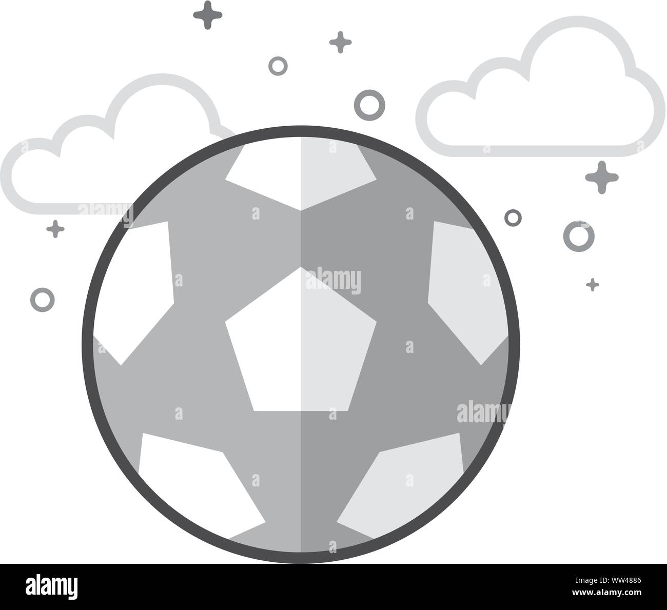 Football icon in flat outlined grayscale style. Vector illustration ...