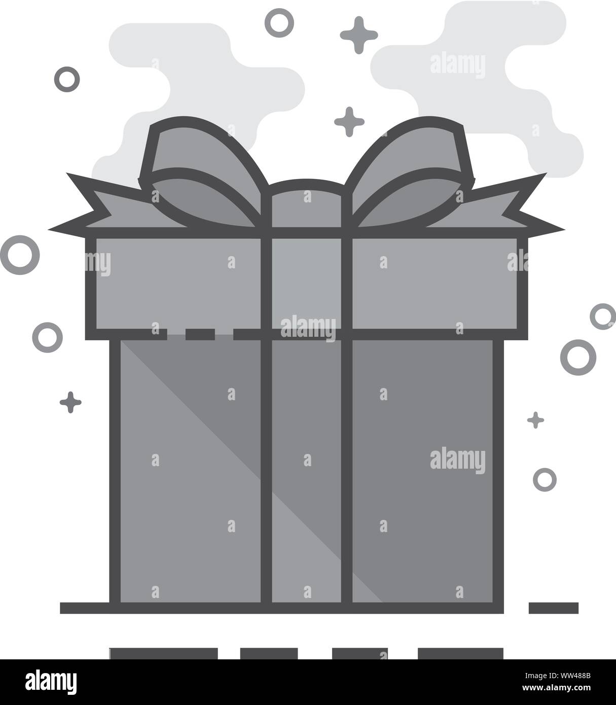 Gift box icon in flat outlined grayscale style. Vector illustration ...