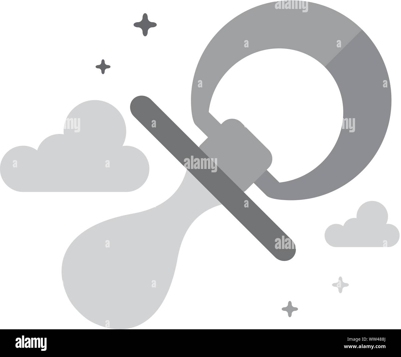 Pacifier icon in flat outlined grayscale style. Vector illustration ...