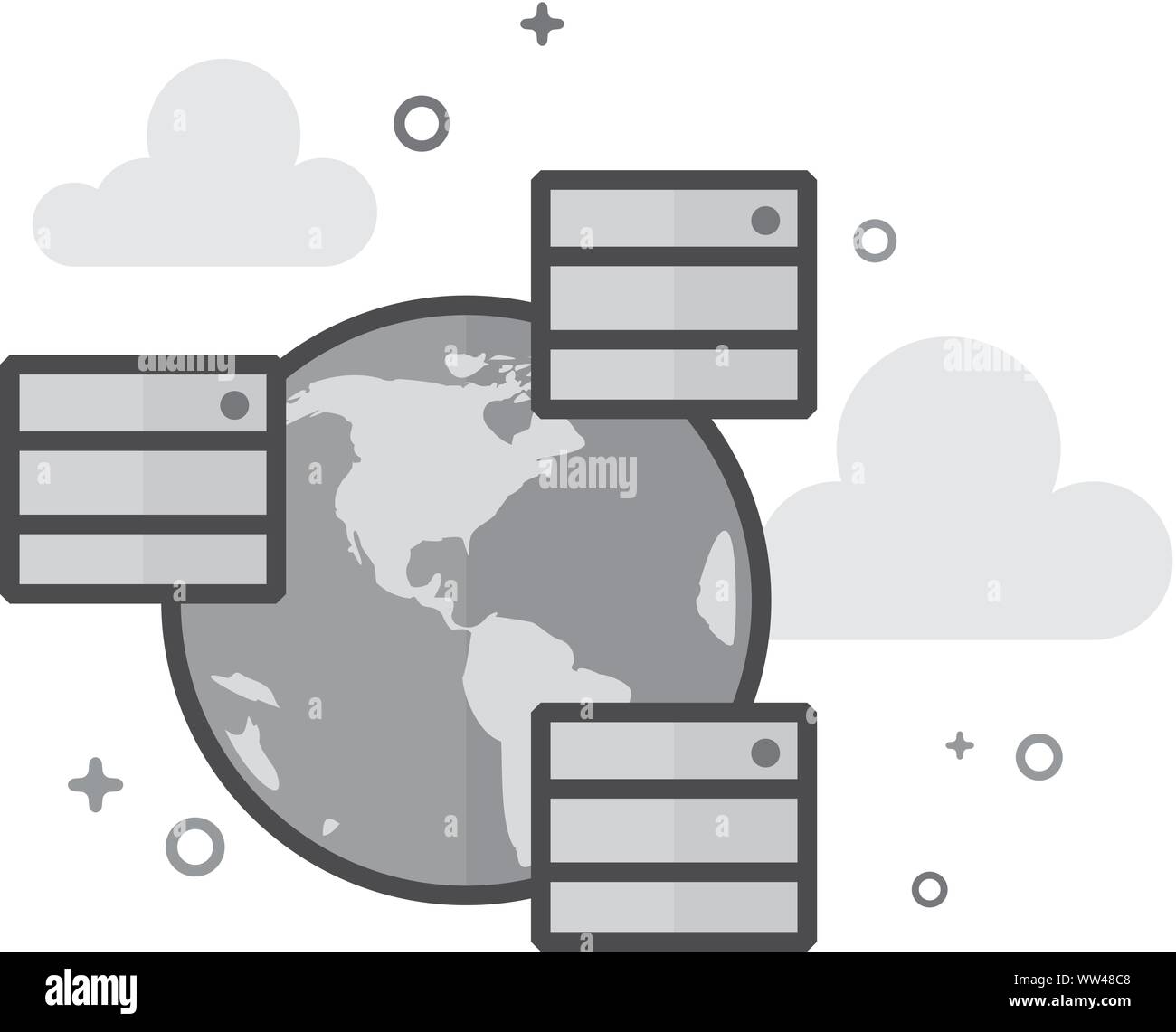 Server icon in flat outlined grayscale style. Vector illustration Stock ...