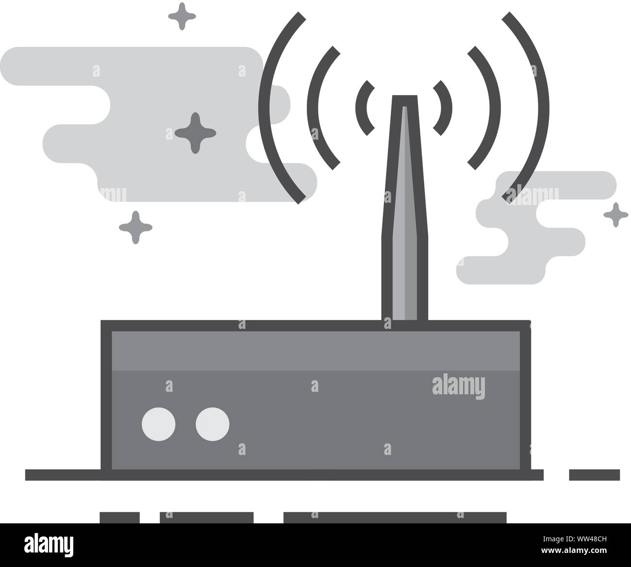 Router icon in flat outlined grayscale style. Vector illustration Stock ...