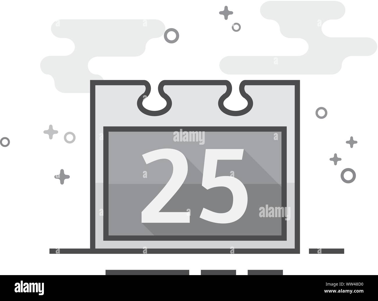 Calendar Christmas icon in flat outlined grayscale style. Vector ...