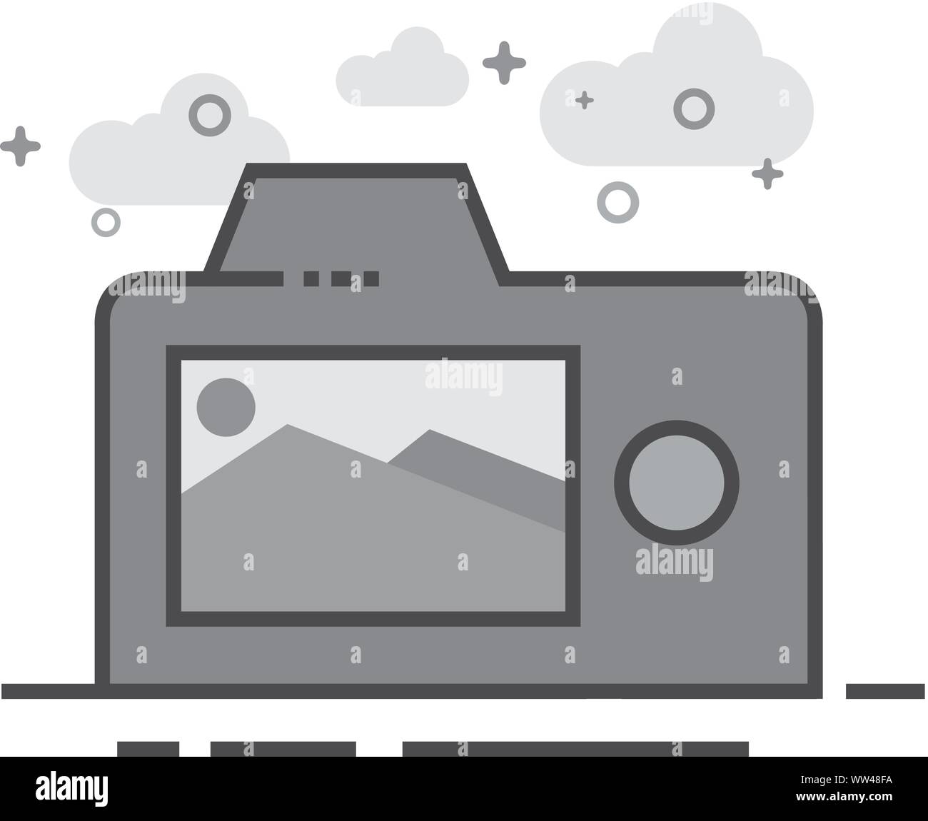 Camera icon in flat outlined grayscale style. Vector illustration Stock ...