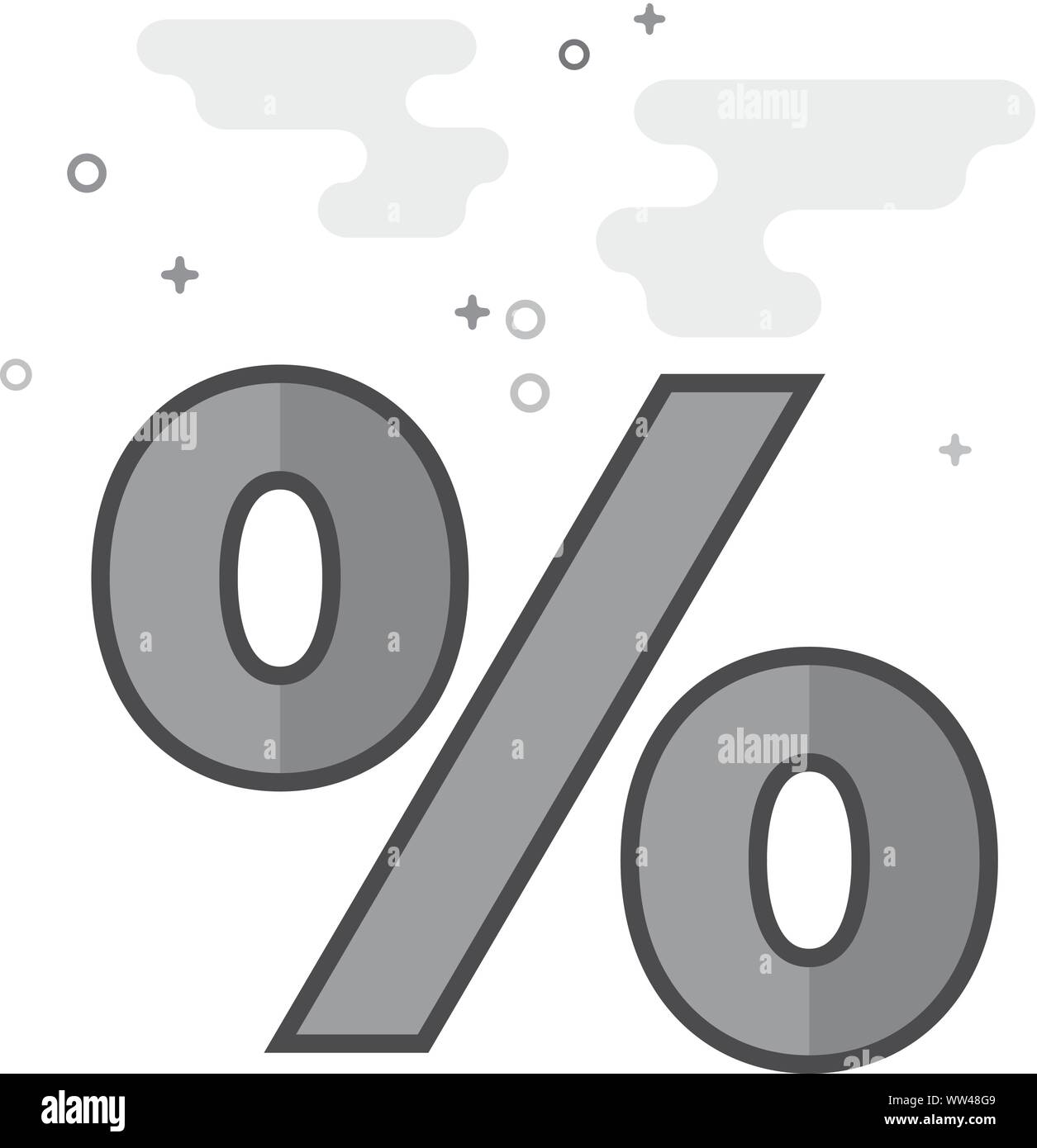 Percent symbol icon in flat outlined grayscale style. Vector ...