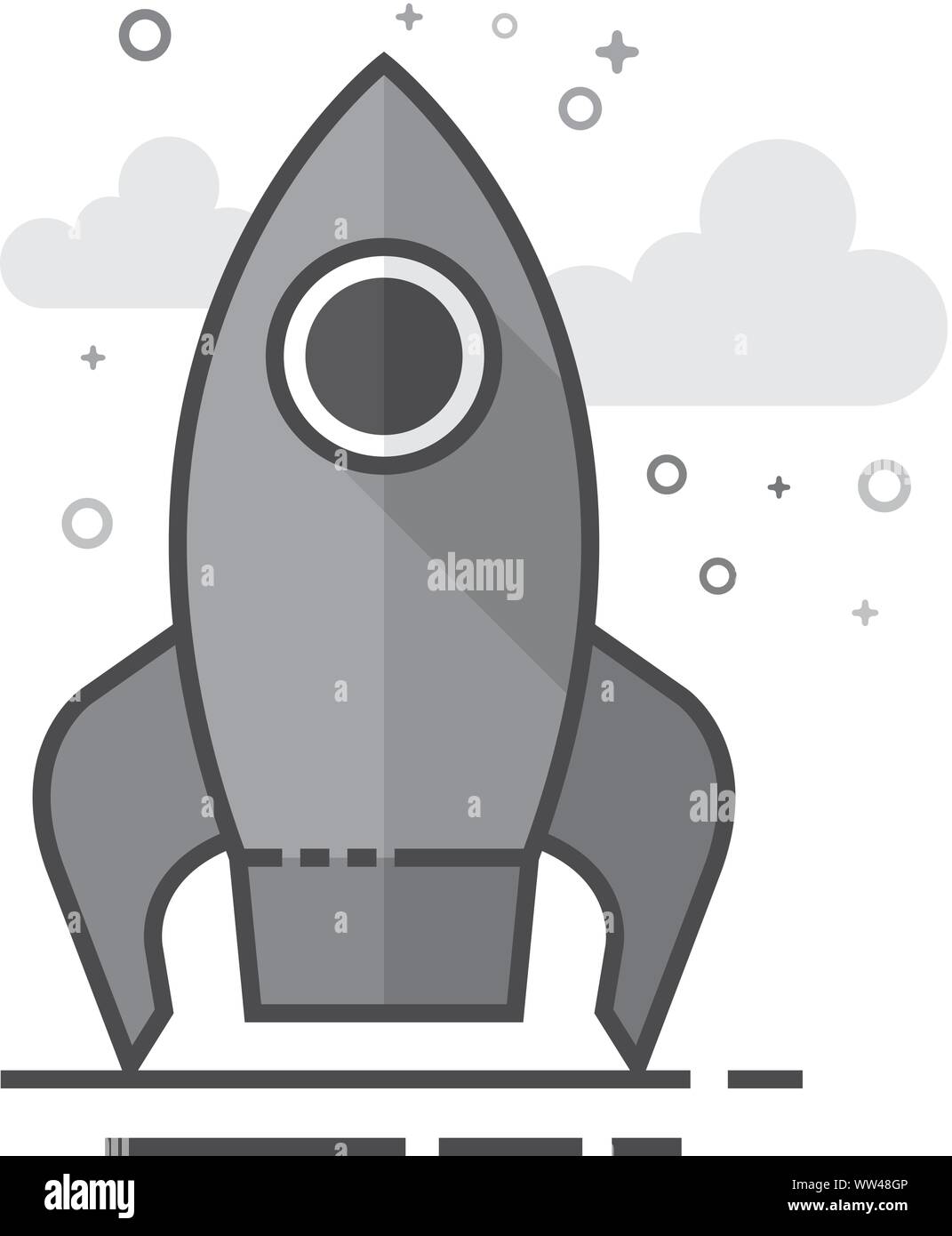 Rocket icon in flat outlined grayscale style. Vector illustration Stock Vector Image & Art - Alamy