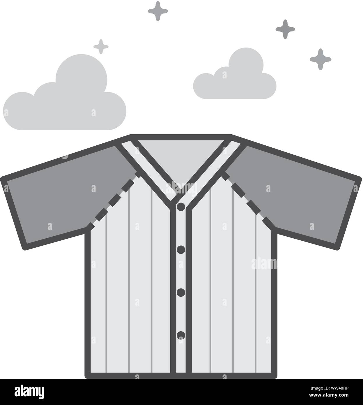 Baseball jersey icon in flat outlined grayscale style. Vector ...