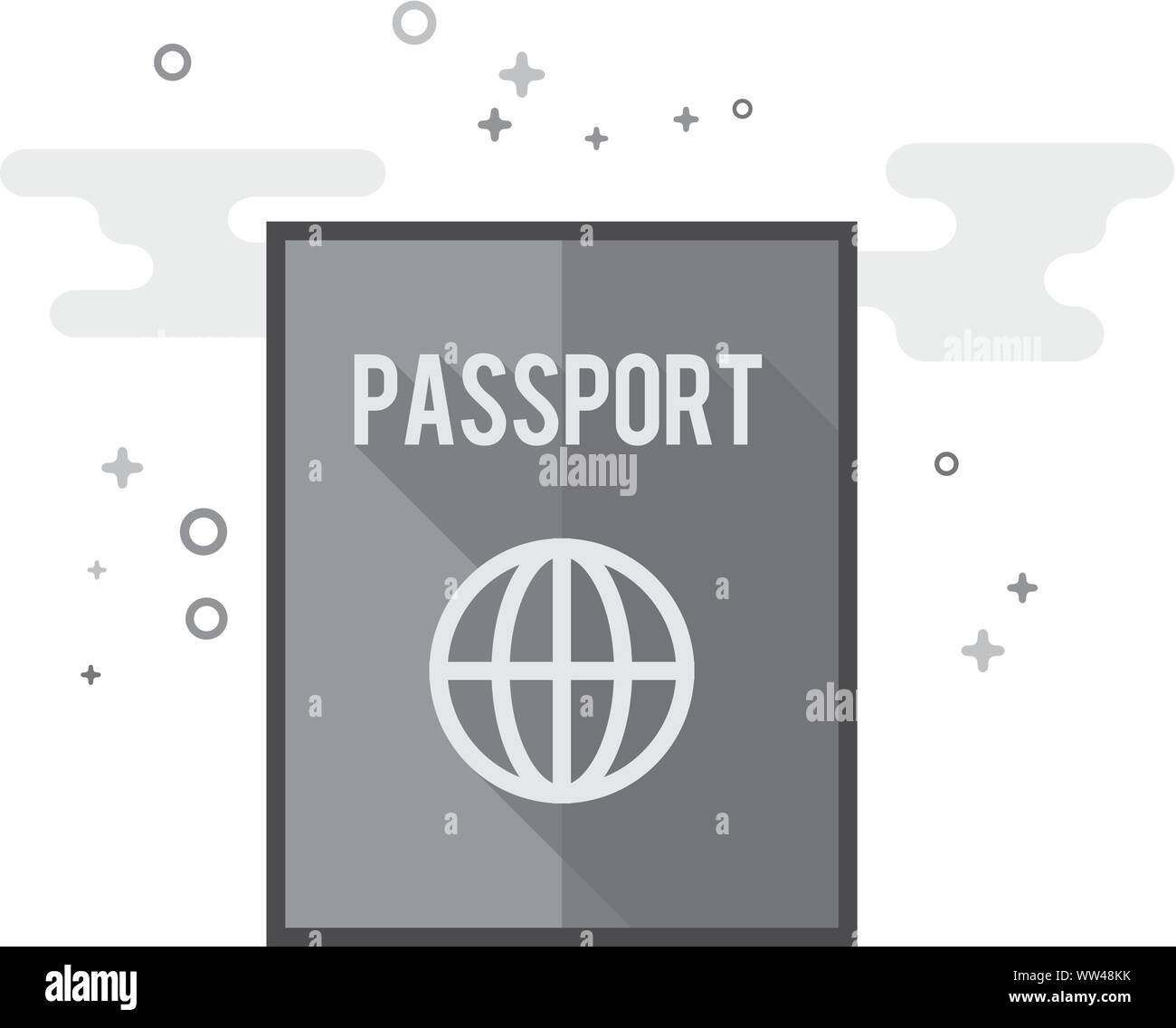Passport icon in flat outlined grayscale style. Vector illustration ...