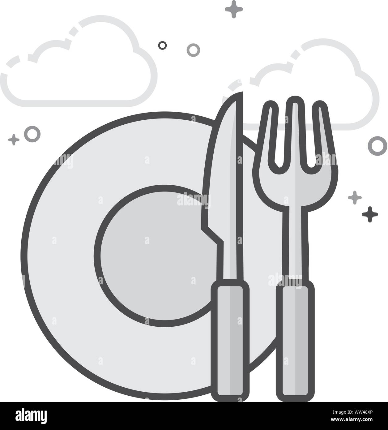 Dishes icon in flat outlined grayscale style. Vector illustration Stock ...