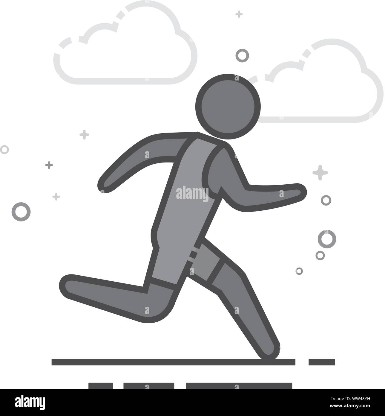 Running athlete icon in flat outlined grayscale style. Vector ...