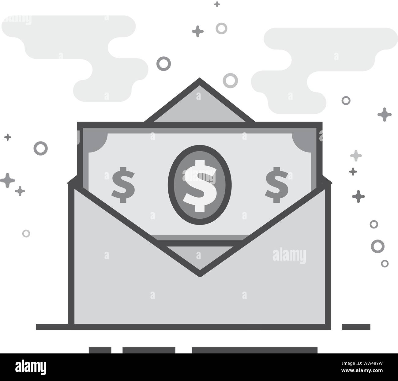 Money envelope icon in flat outlined grayscale style. Vector ...
