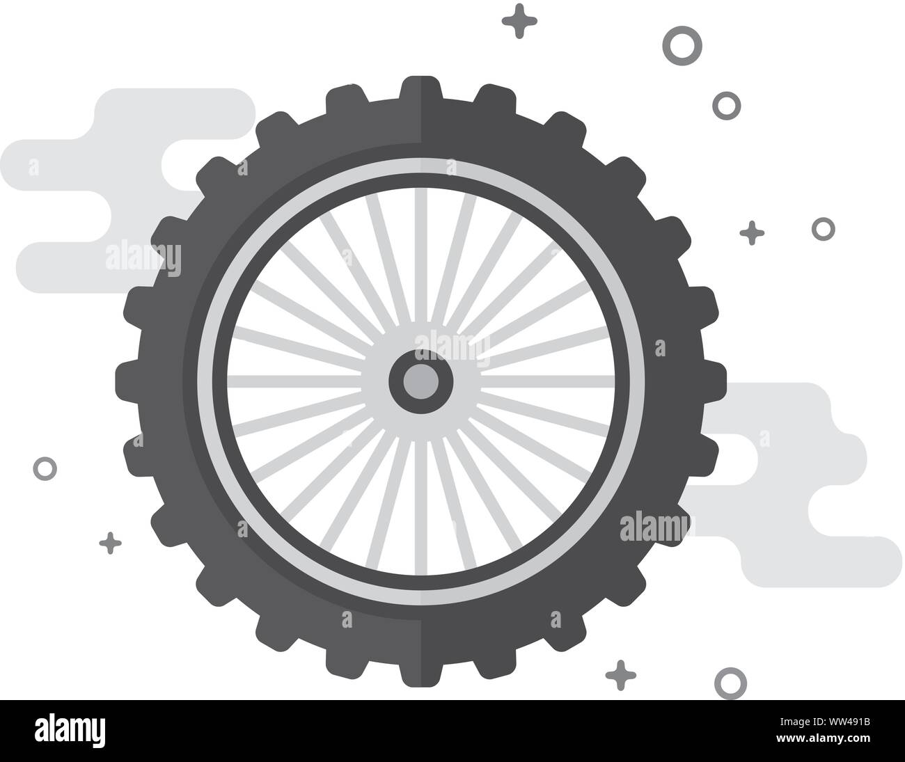 Motorcycle tire icon in flat outlined grayscale style. Vector ...