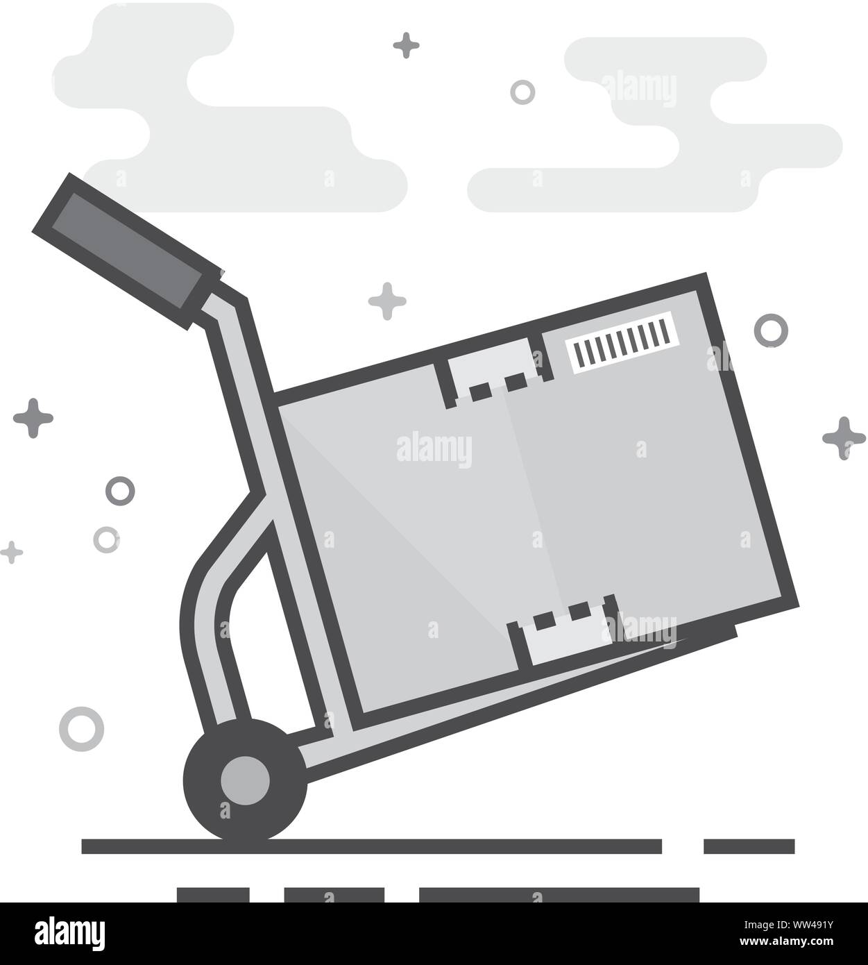 Logistic trolley icon in flat outlined grayscale style. Vector ...