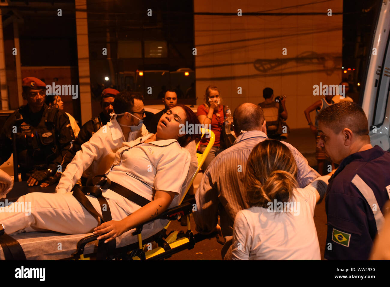 Rio De Janeiro, Brazil. 12th Sep, 2019. People after a fire in Badim ...