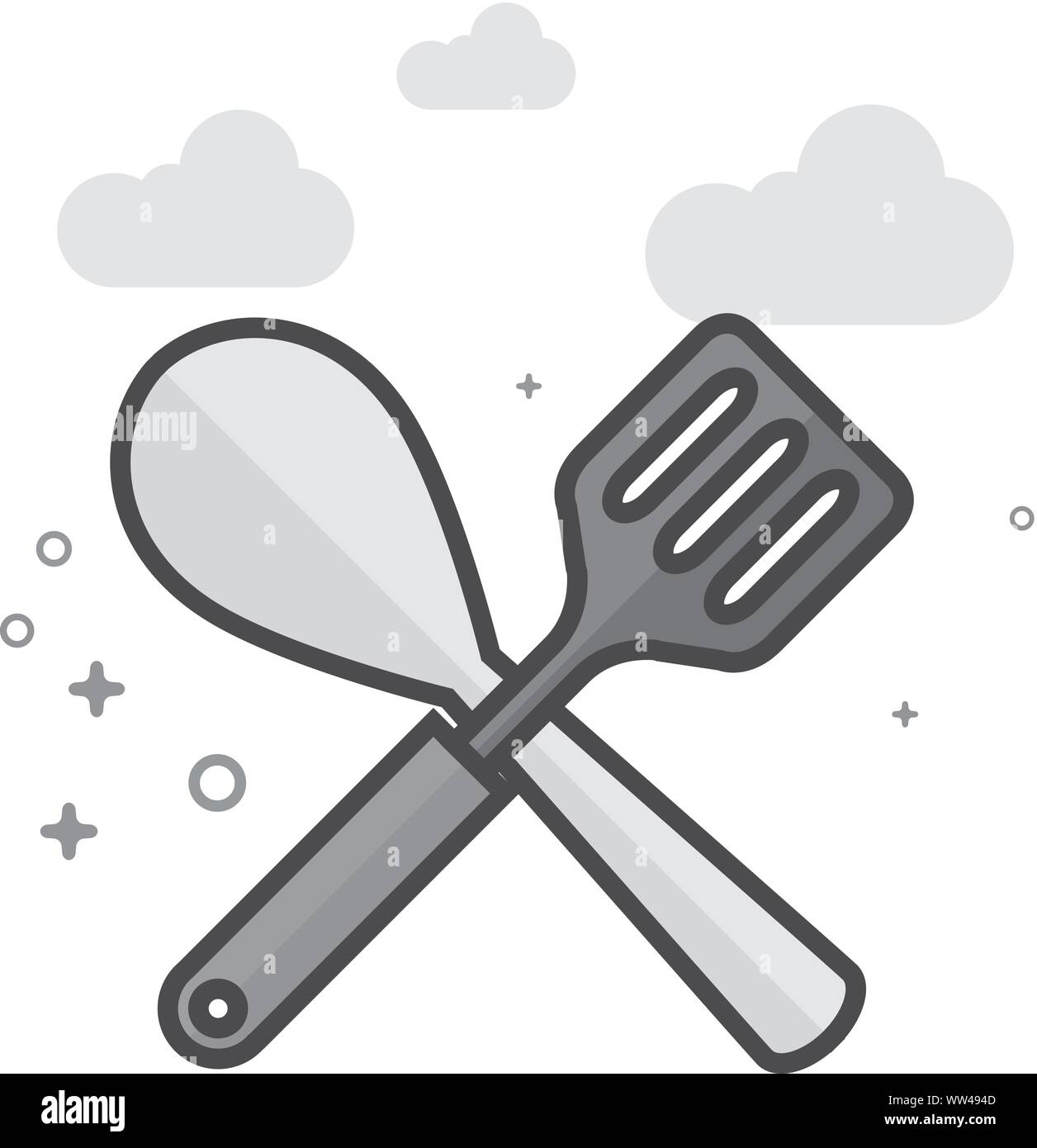 Spatula icon in flat outlined grayscale style. Vector illustration ...
