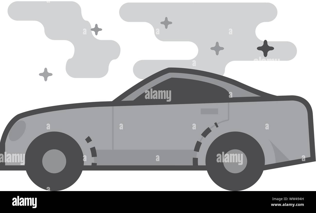 Sport car icon in flat outlined grayscale style. Vector illustration ...