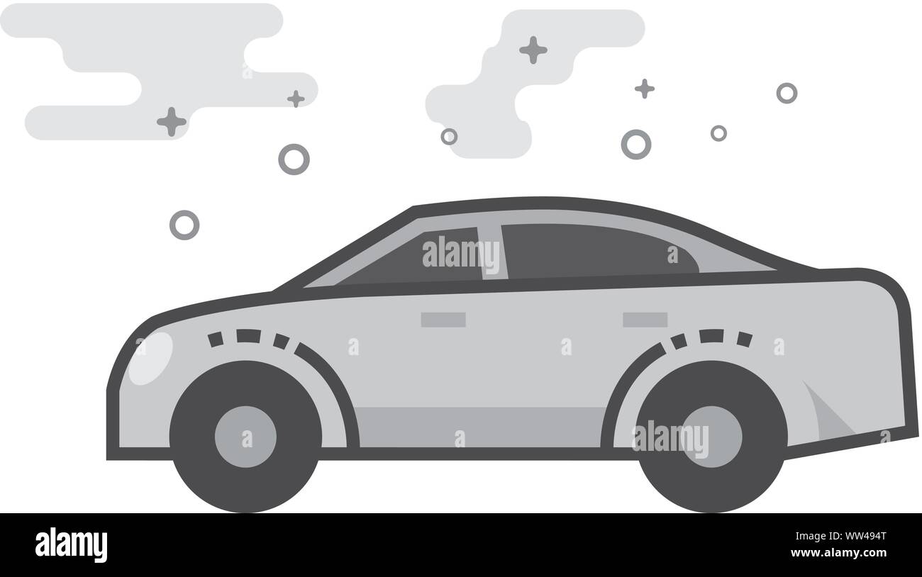 Car icon in flat outlined grayscale style. Vector illustration Stock ...