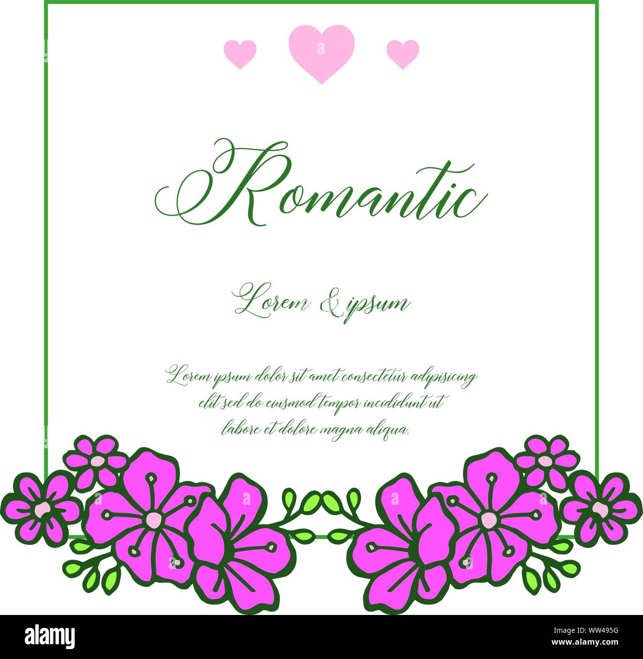 Abstract card romantic background, with pattern of pink flower frame ...