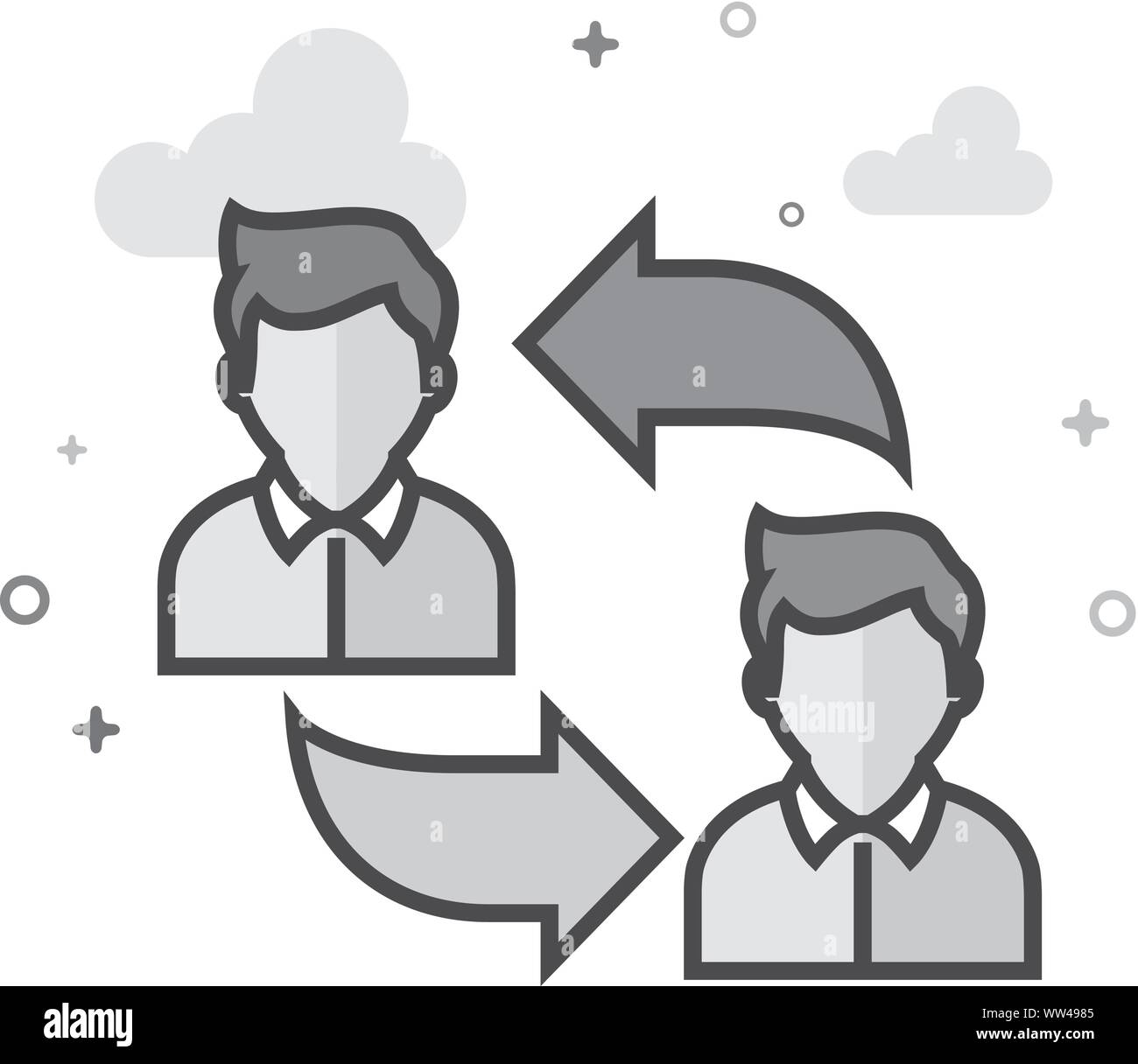 Employee rotation icon in flat outlined grayscale style. Vector ...