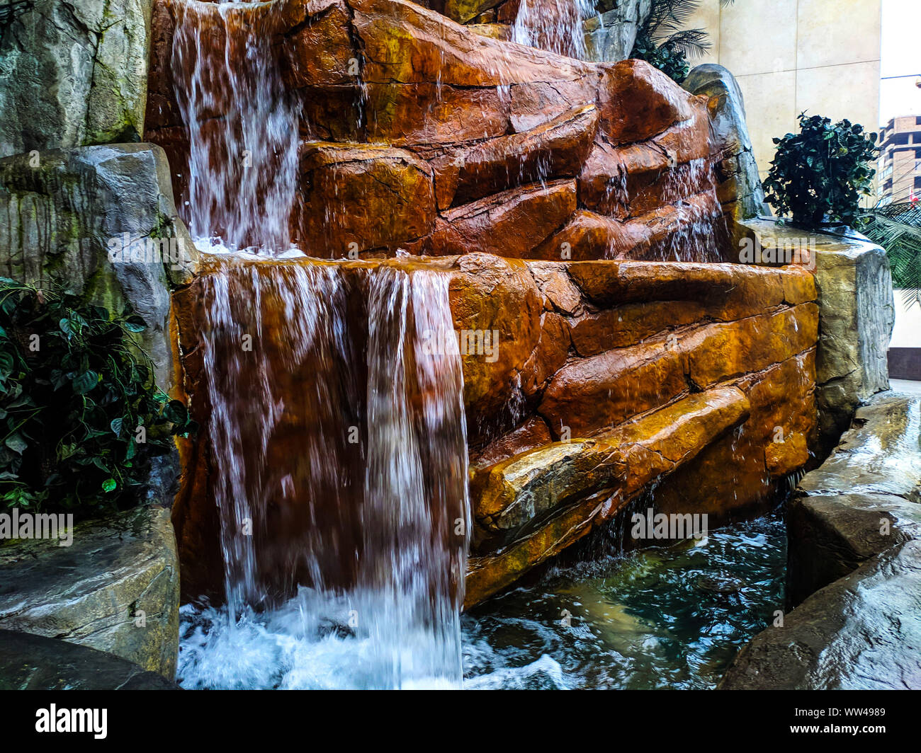 beautiful waterfall at the moderne center of Miraflores Lima Peru Stock ...