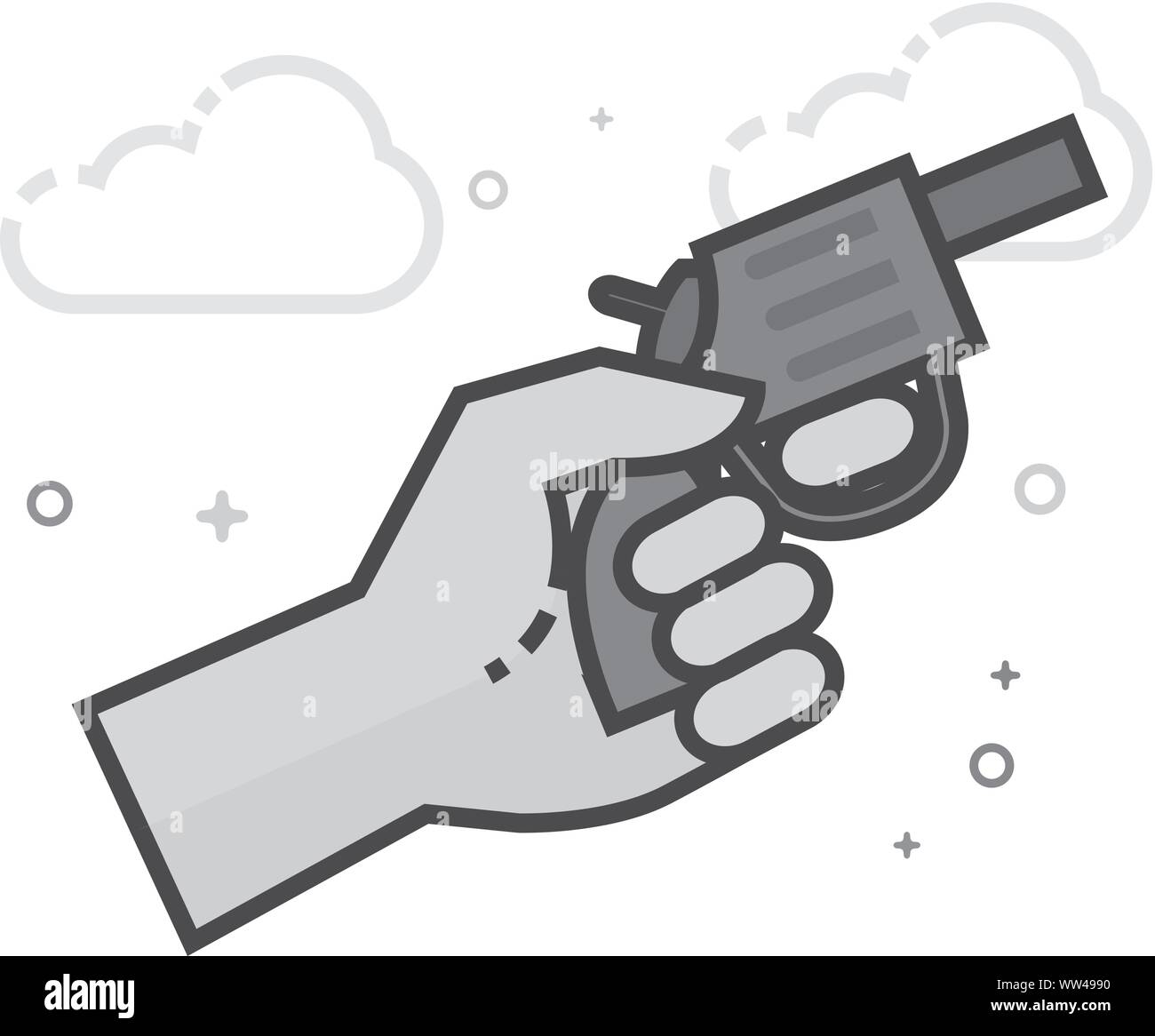 Starting gun icon in flat outlined grayscale style. Vector illustration ...