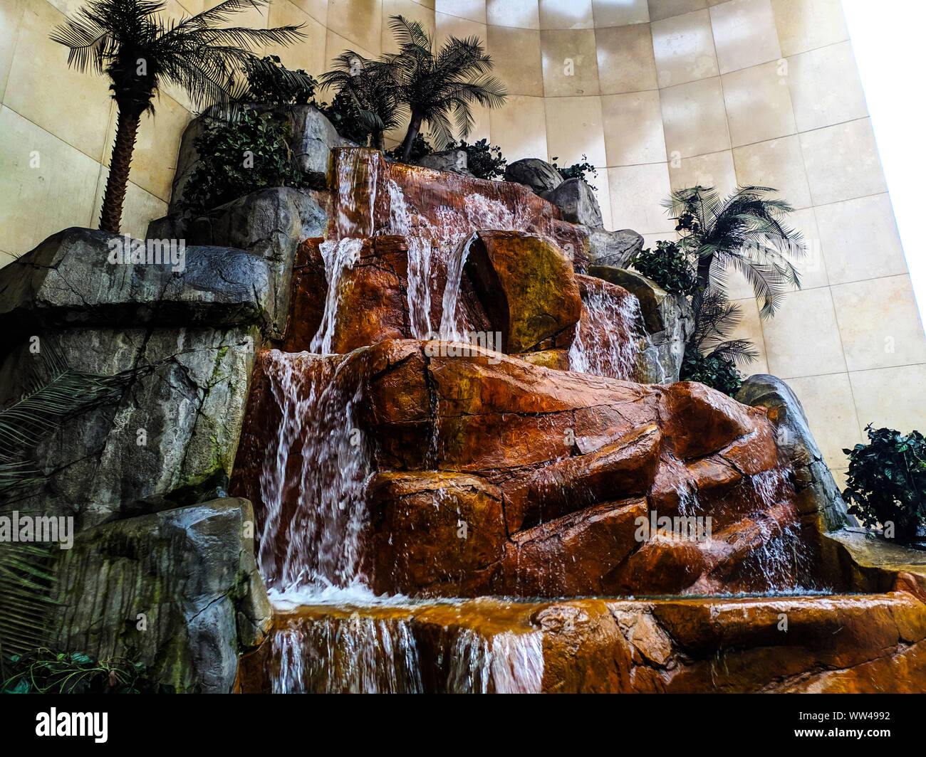 beautiful waterfall at the moderne center of Miraflores Lima Peru Stock ...