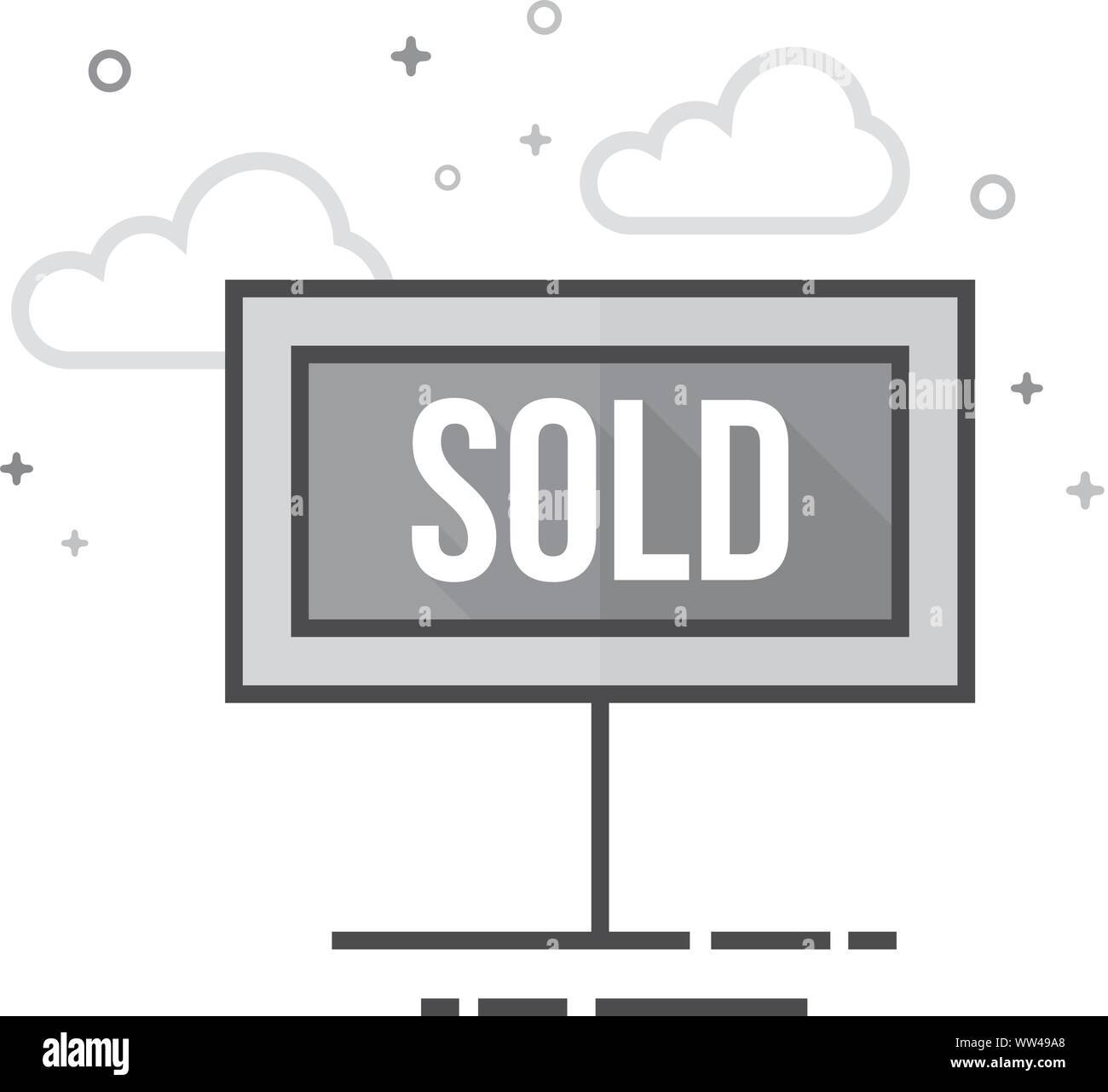 Sold out sign icon in flat outlined grayscale style. Vector ...
