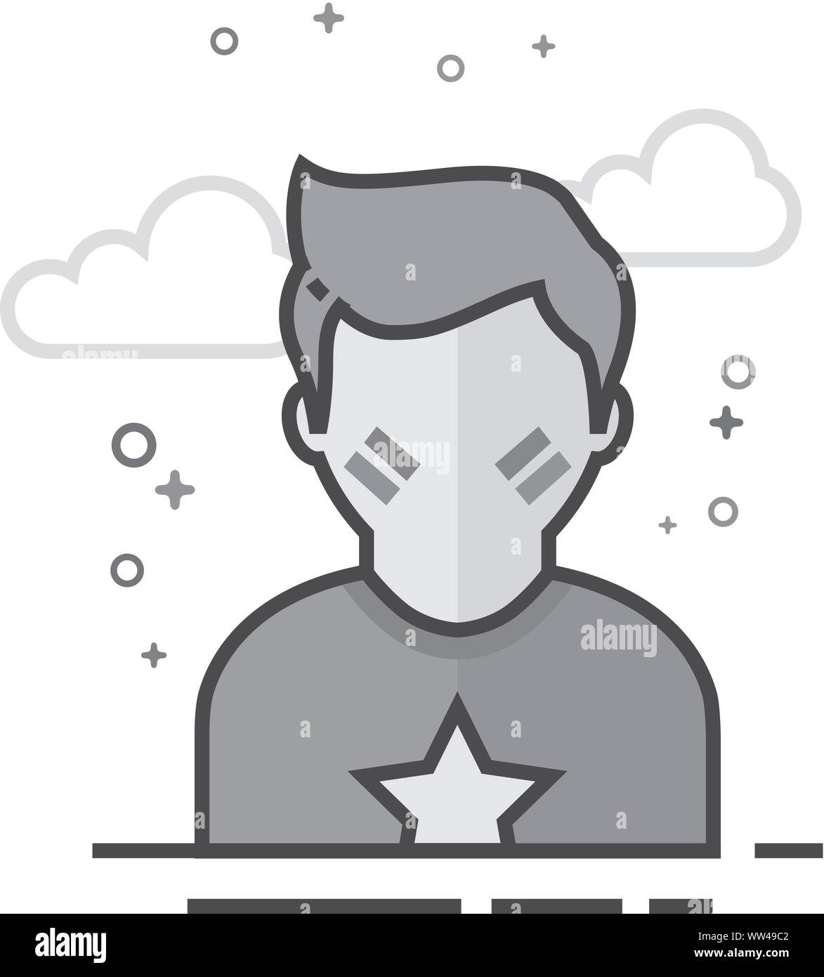 Football fans avatar icon in flat outlined grayscale style. Vector ...