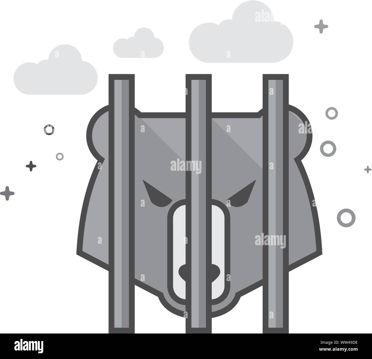 Caged animal icon in flat outlined grayscale style. Vector illustration ...