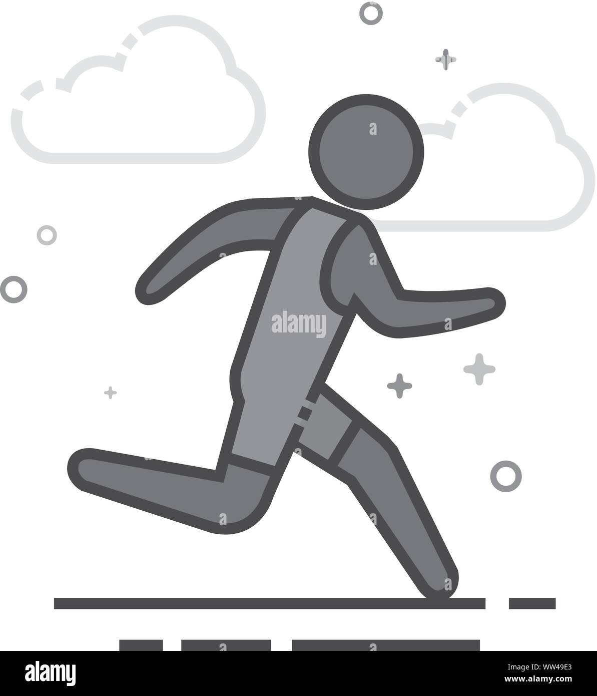 Running athlete icon in flat outlined grayscale style. Vector ...