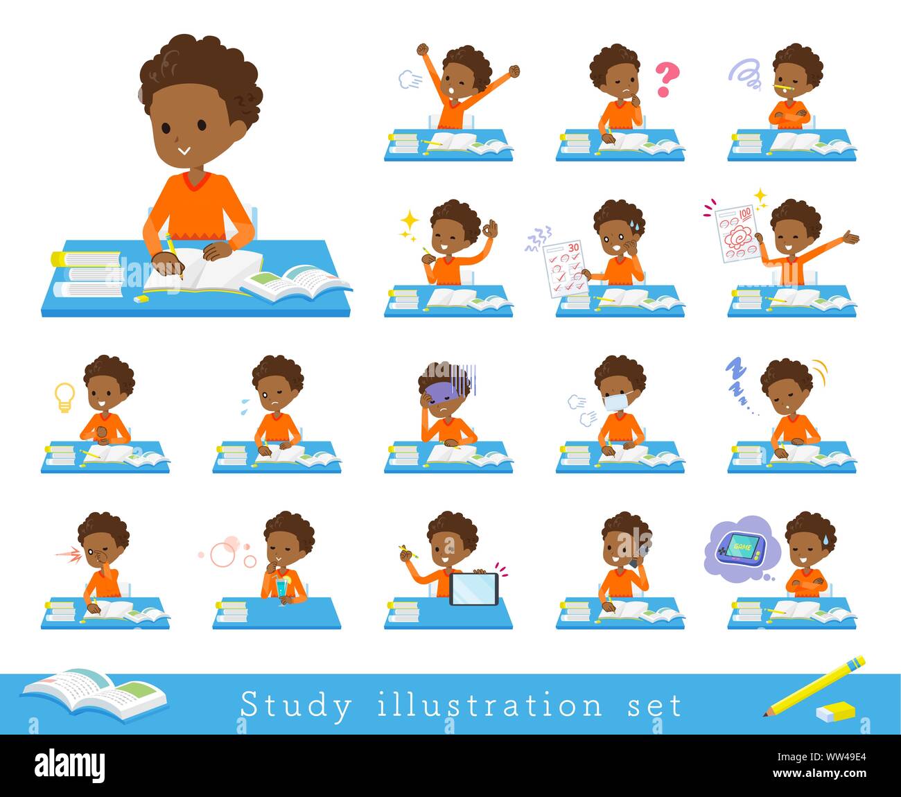 A set of boy on study.There are various emotions and actions.It's ...