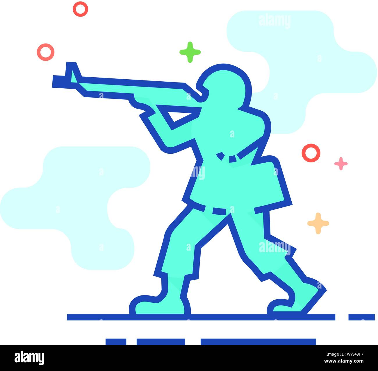 Toy soldier icon in outlined flat color style. Vector illustration ...