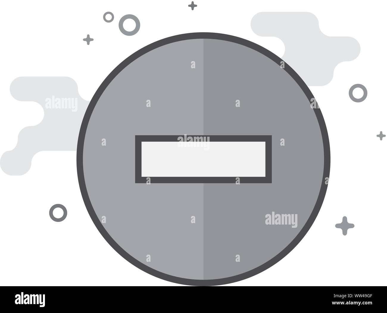 Stop sign icon in flat outlined grayscale style. Vector illustration ...