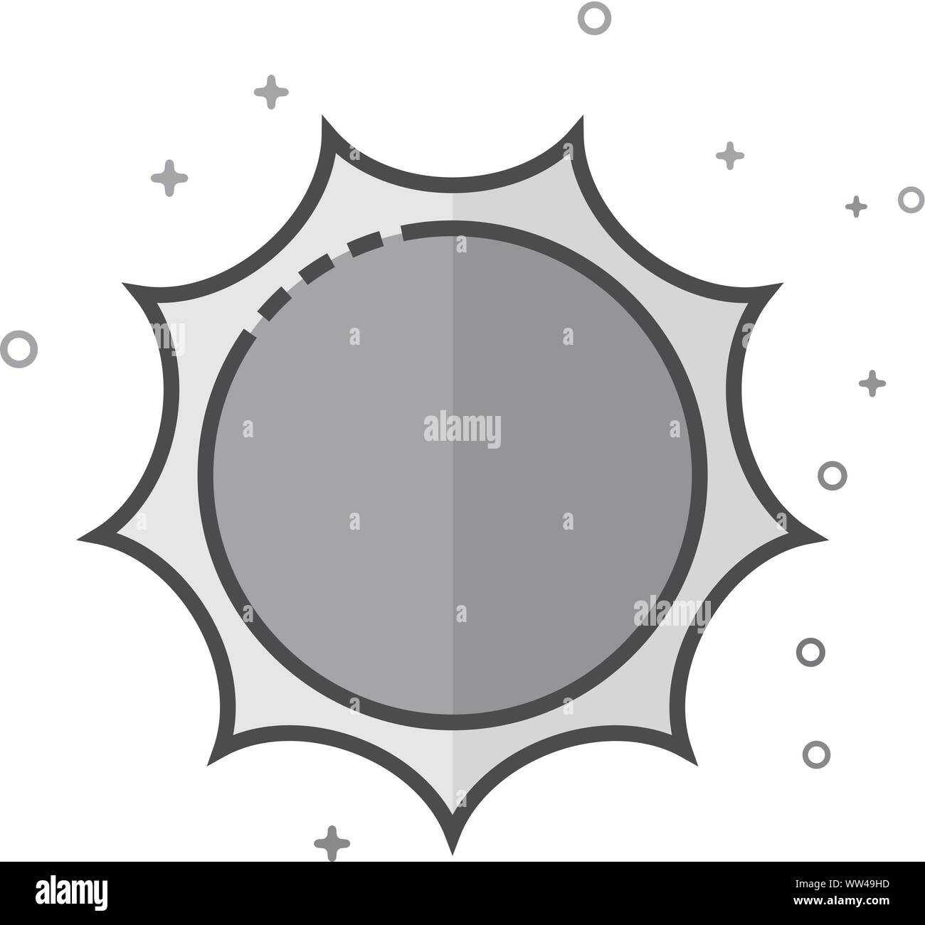 Weather forecast partly sunny icon in flat outlined grayscale style ...