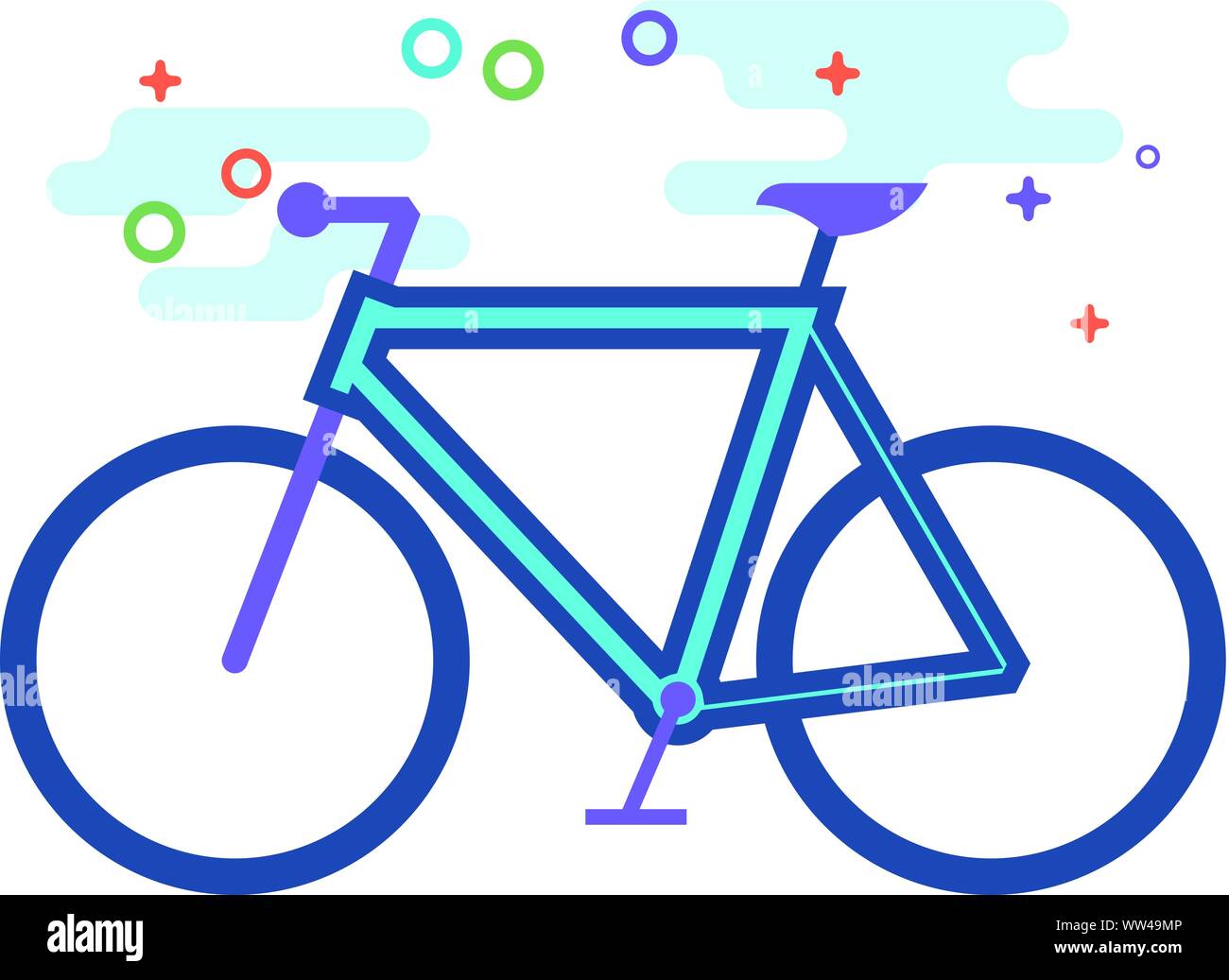 Road bicycle icon in outlined flat color style. Vector illustration ...