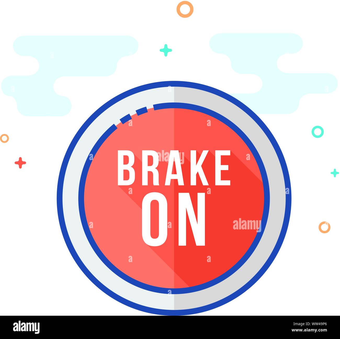 Race brake sign icon in outlined flat color style. Vector illustration ...