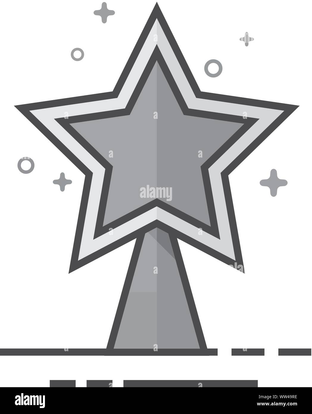 Christmas star icon in flat outlined grayscale style. Vector ...