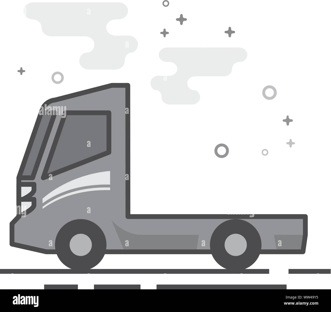 Empty container lift truck icon in flat outlined grayscale style ...