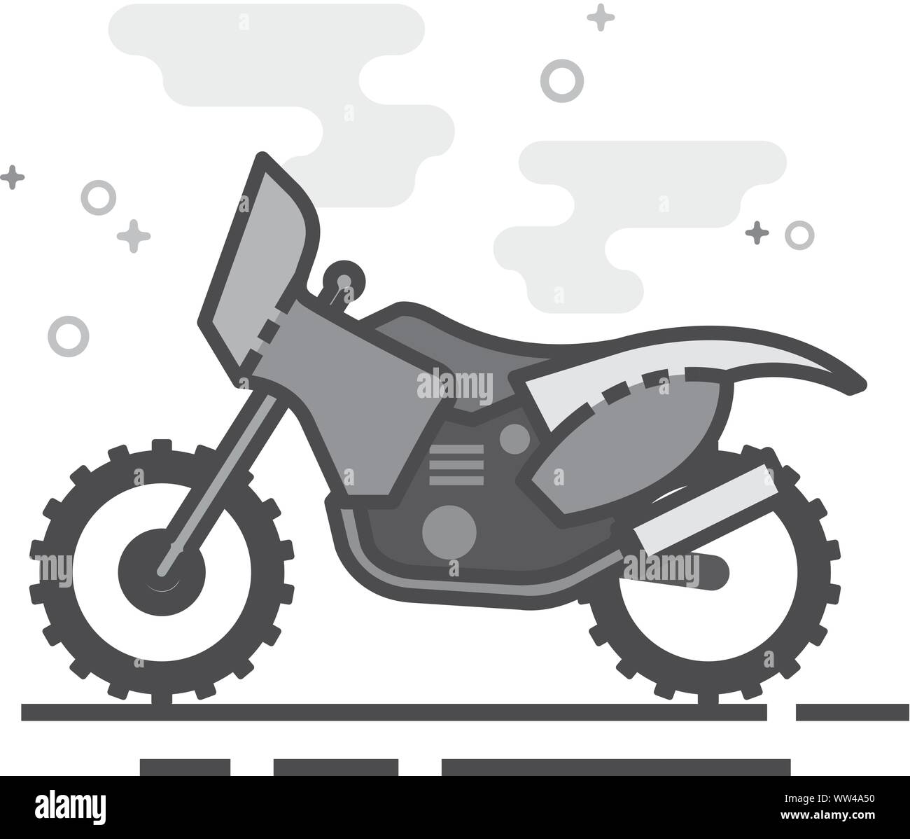 Motocross icon in flat outlined grayscale style. Vector illustration ...